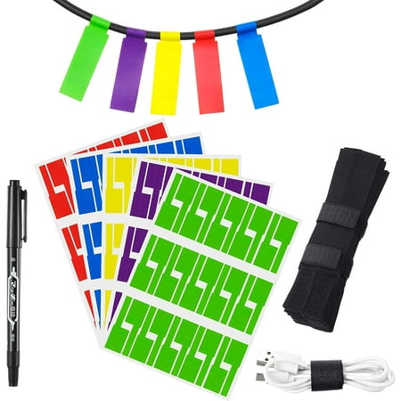 150 Cable Labels with Mark Pen, 5 Sheet Self Adhesive Cord Labels Tags ...