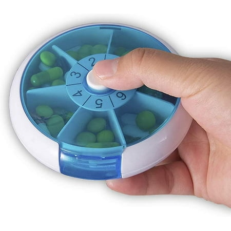 Pill Organizer Round Weekly 7 Days,pill Case Once A Day,push Button ...
