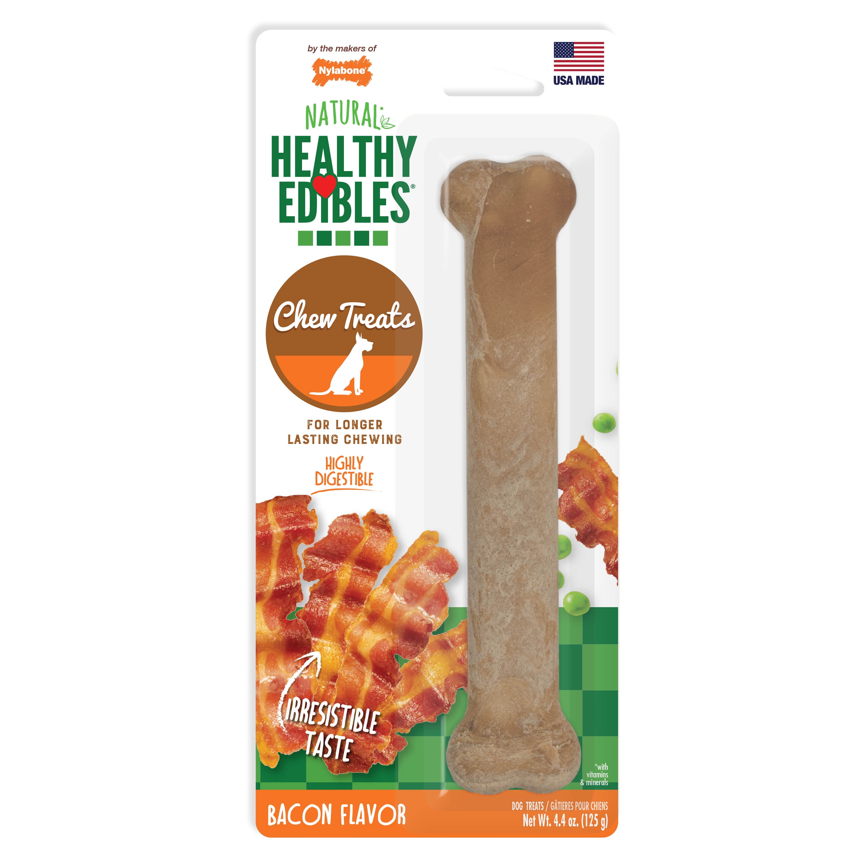 Nylabone Healthy Edibles Natural Bacon Flavored Dog Treats, Giant, 1 ...