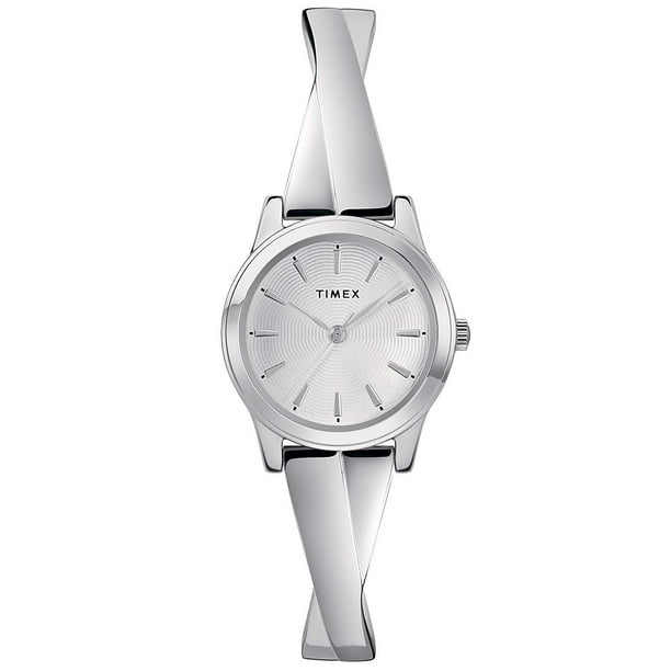 Timex Women's Fashion Stretch Bangle 25 mm Expansion Band Watch, Silver ...