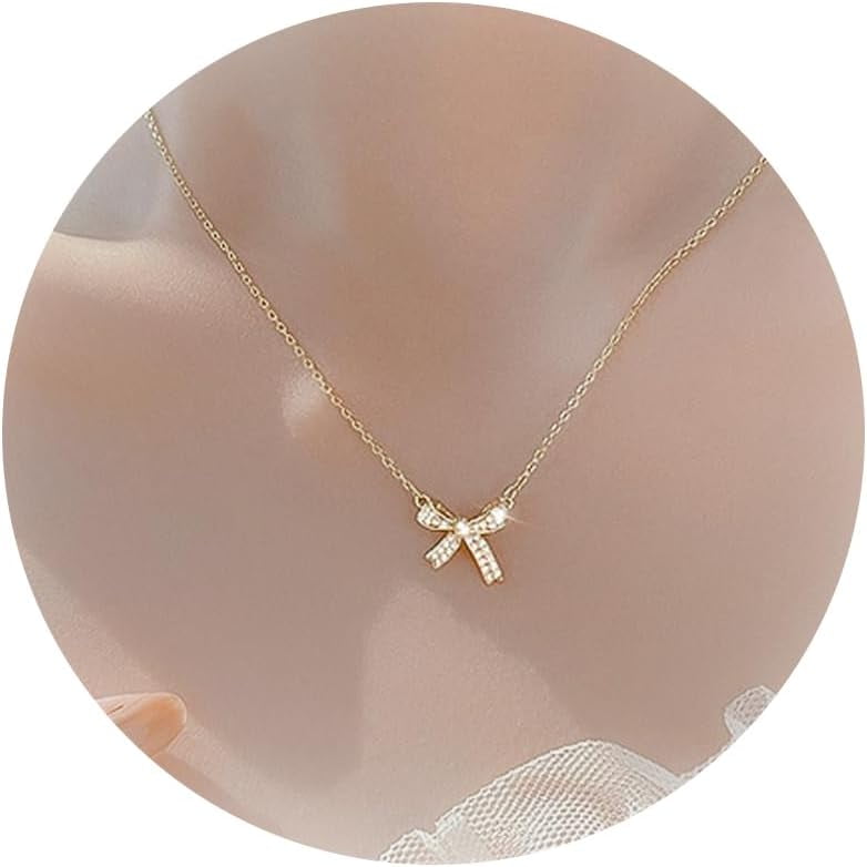 Click here for Hahdaxia Bow Necklace For Women Shining Rhinestone... prices