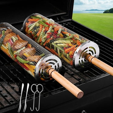 1 set 10-in-1 Stainless Steel BBQ Cage: Outdoor Grill Accessories Set ...