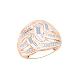 Round and Princess Cut Diamond Fashion Ring in 10K Rose Gold (1/2 cttw ...