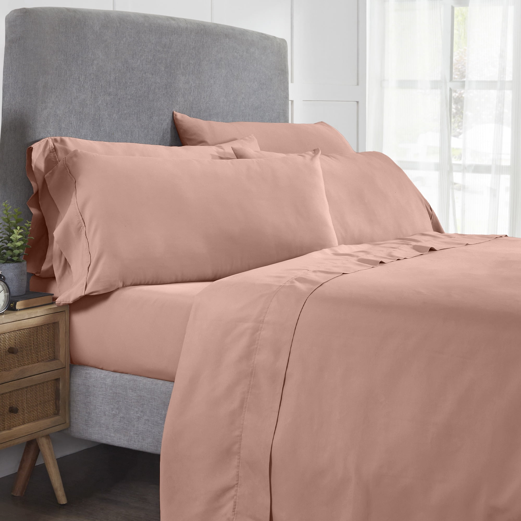 Modern Threads 4-Piece Solid Microfiber Adult Sheet Set, Rose, Full ...