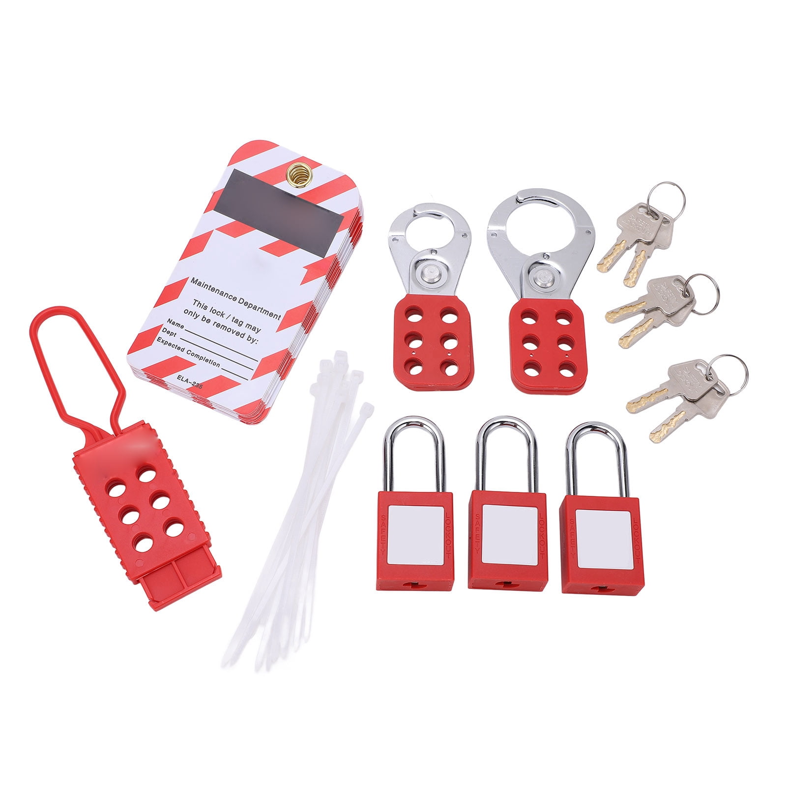 Security Padlock, 6 Hole Hasp High Strength Portable Lockout Tagout Kit ...