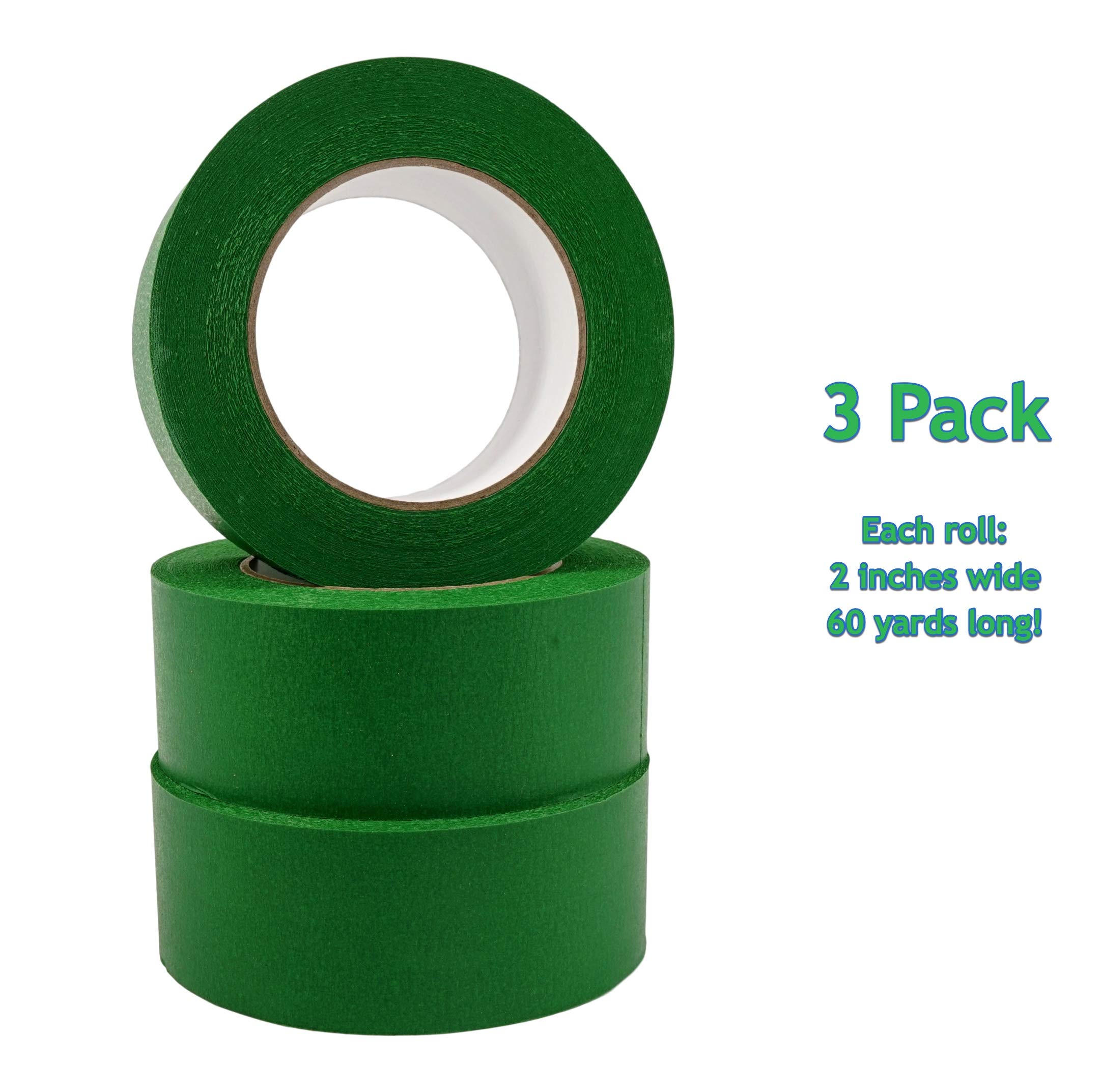 3 Rolls Painter's Tape (2 in x 60 Yards) - Color Frog Green, Made in ...