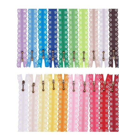 xinxixnxx 20 Pieces 20cm Lace Zippers Sewing Tailoring DIY Craft for ...
