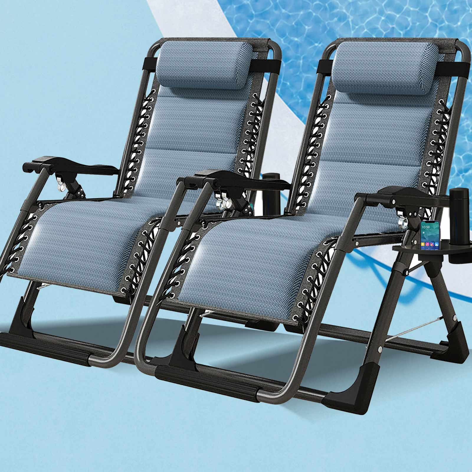 Lilypelle Zero Gravity Chair, Outdoor Padded Lounge Chair with Side ...