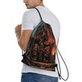 Drawstring Backpack - Dark Skull King Throne Splash Proof Small ...