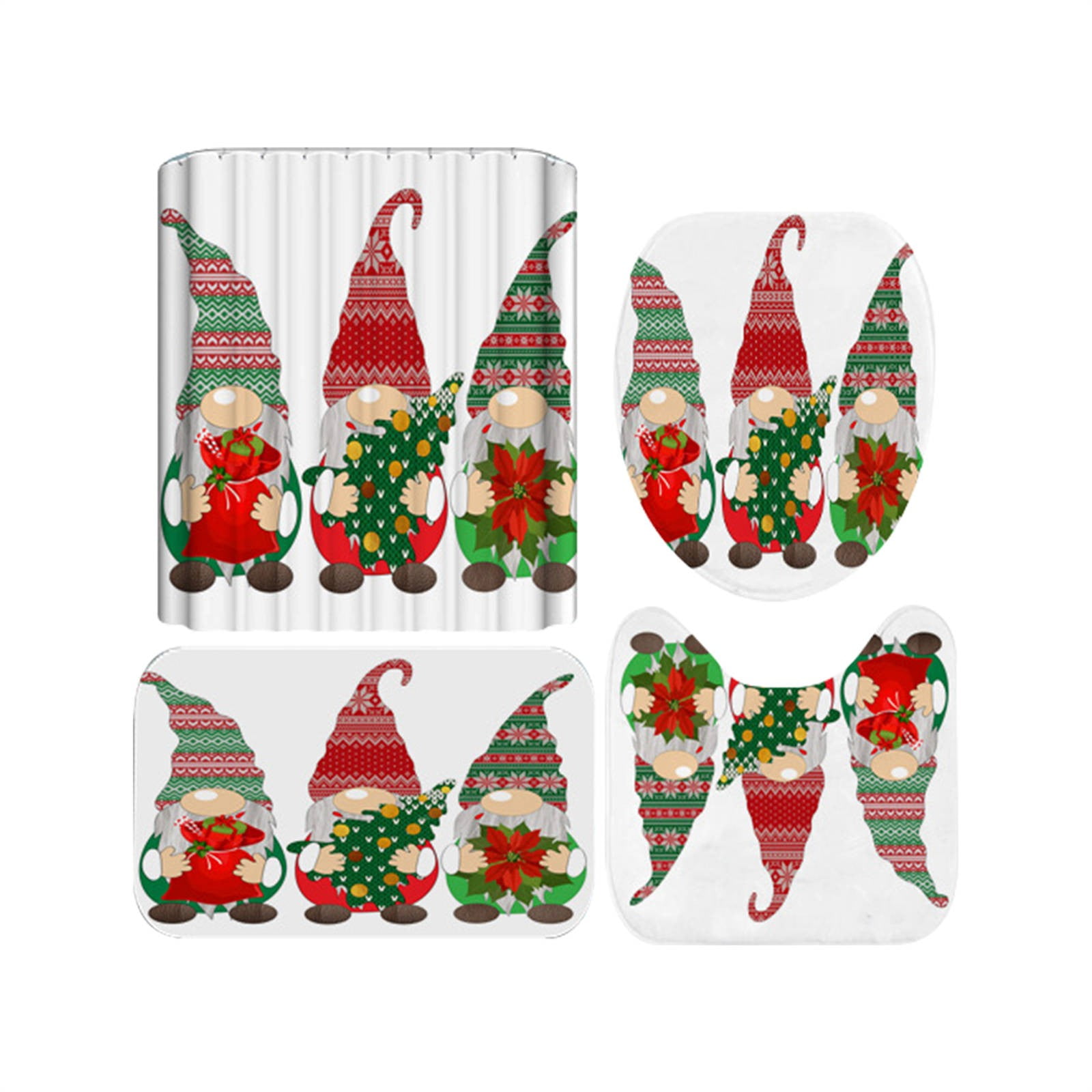 Click here for Snuly Hshome 4pcs Christmas Gnomes Blue Shower Cur... prices