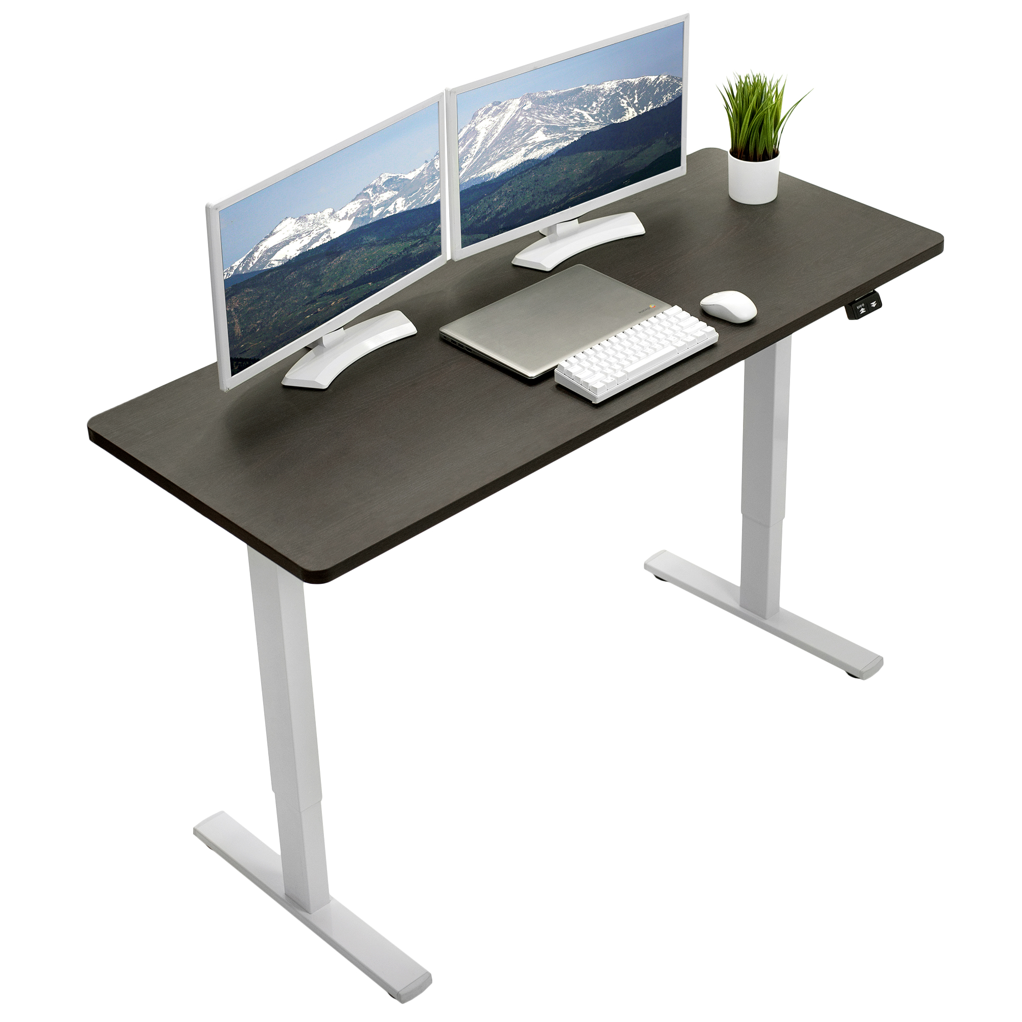 VIVO Electric 60 X 24 Stand Up Desk Espresso Table Top White Frame VIVO Electric 60 X 24 Stand Up Desk Espresso Table Top White Frame