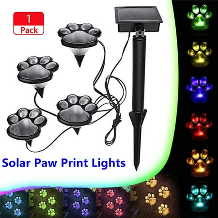 4 x Solar Dog Animal Paw Print Lights Garden Outdoor LED Path Lawn ...