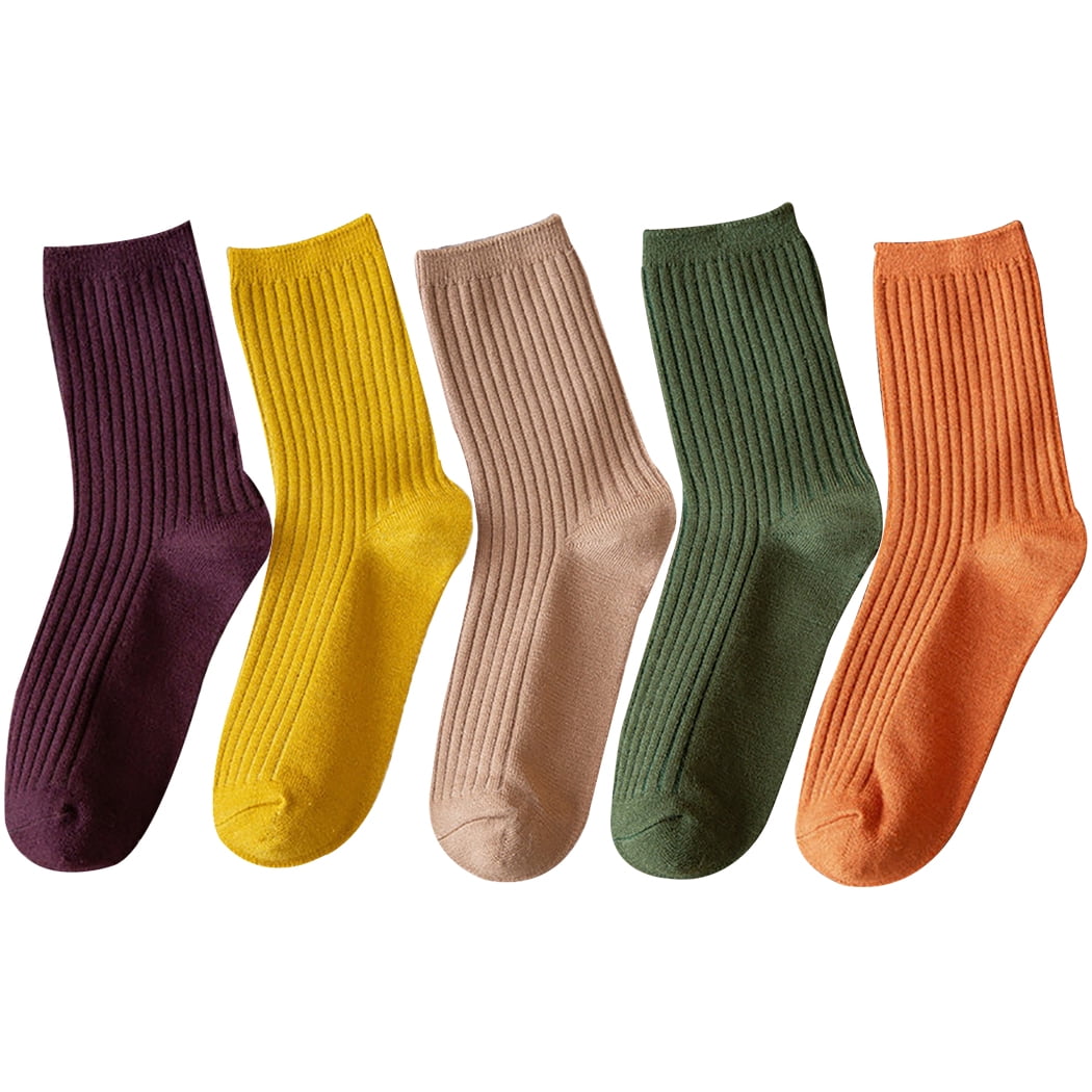 Click here for Nobrand Crew Socks Solid Color 5 Pairs Breathable... prices