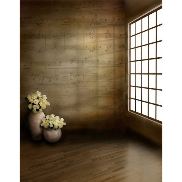 BSDHOME Polyester Vintage Room Flowers Poem Musical Note Photography ...