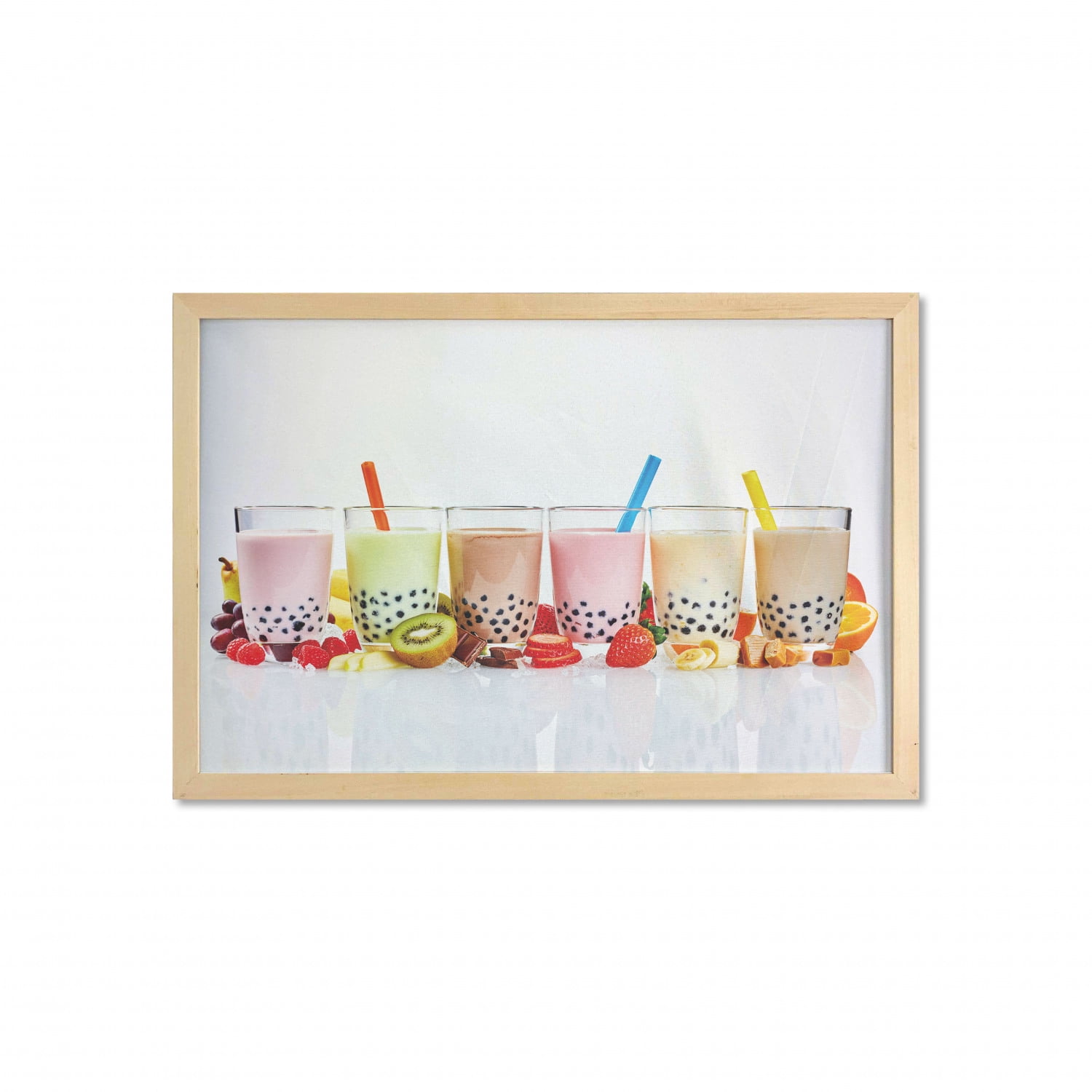 Colorful Wall Art with Frame, Different Flavored Bubble Teas and ...