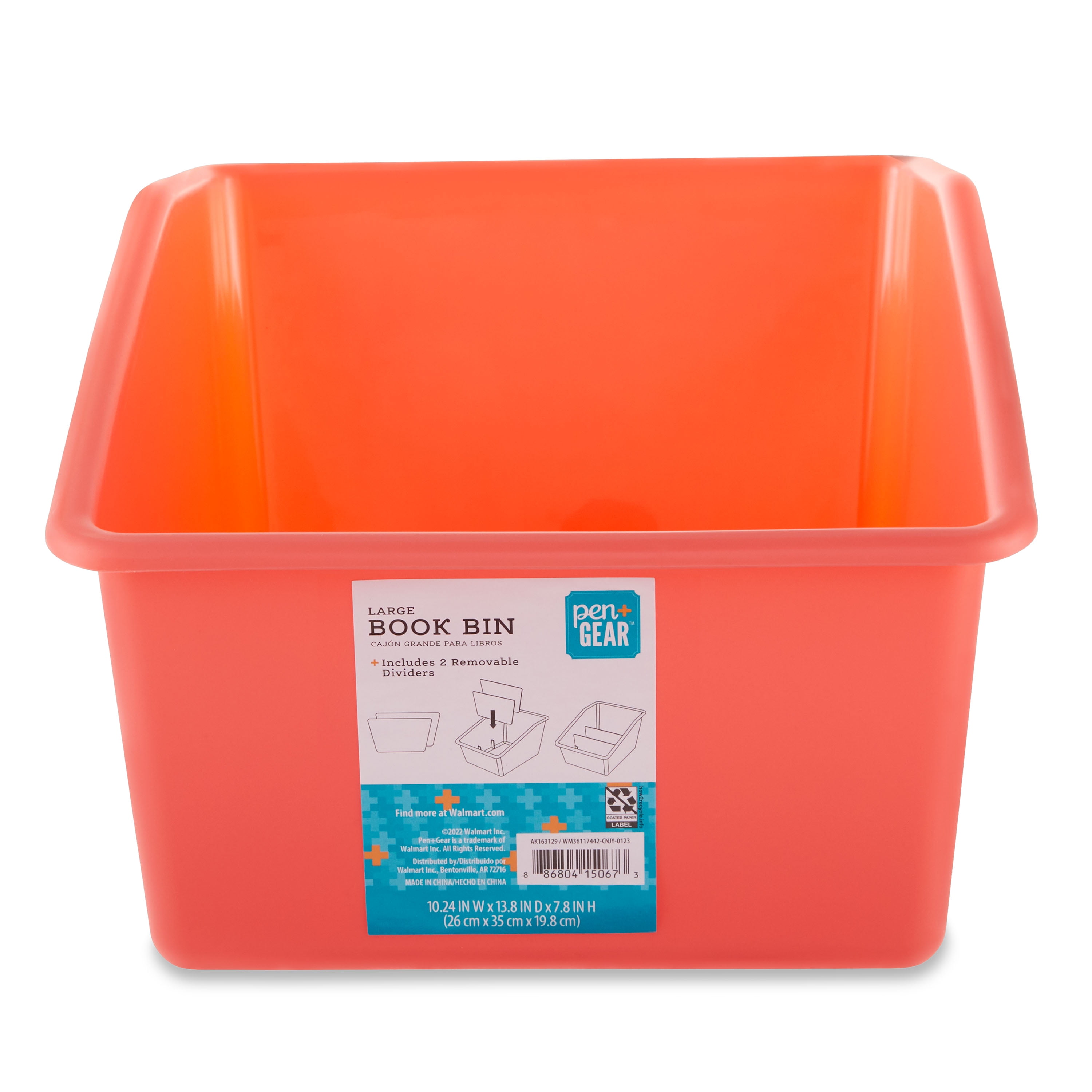 Pen+Gear Large Desktop Organizer Book Bin with 2 Removable Dividers ...