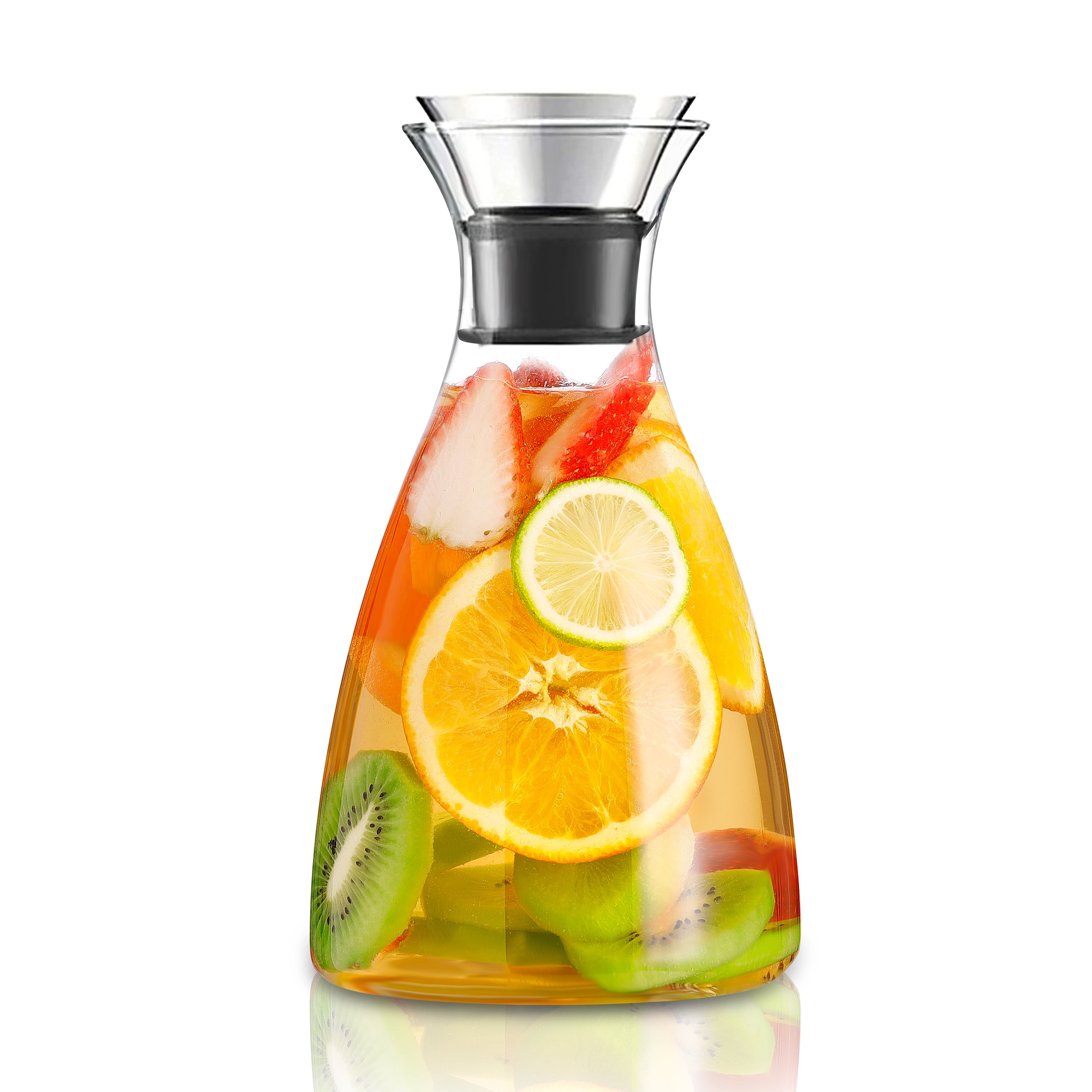 CNGLASS 56 Ounces(1650ml) Glass Carafe with Stainless Steel Flow Lid ...