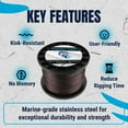 Reaction Tackle Weighted Stainless Steel Trolling Line 45LB- Premium ...