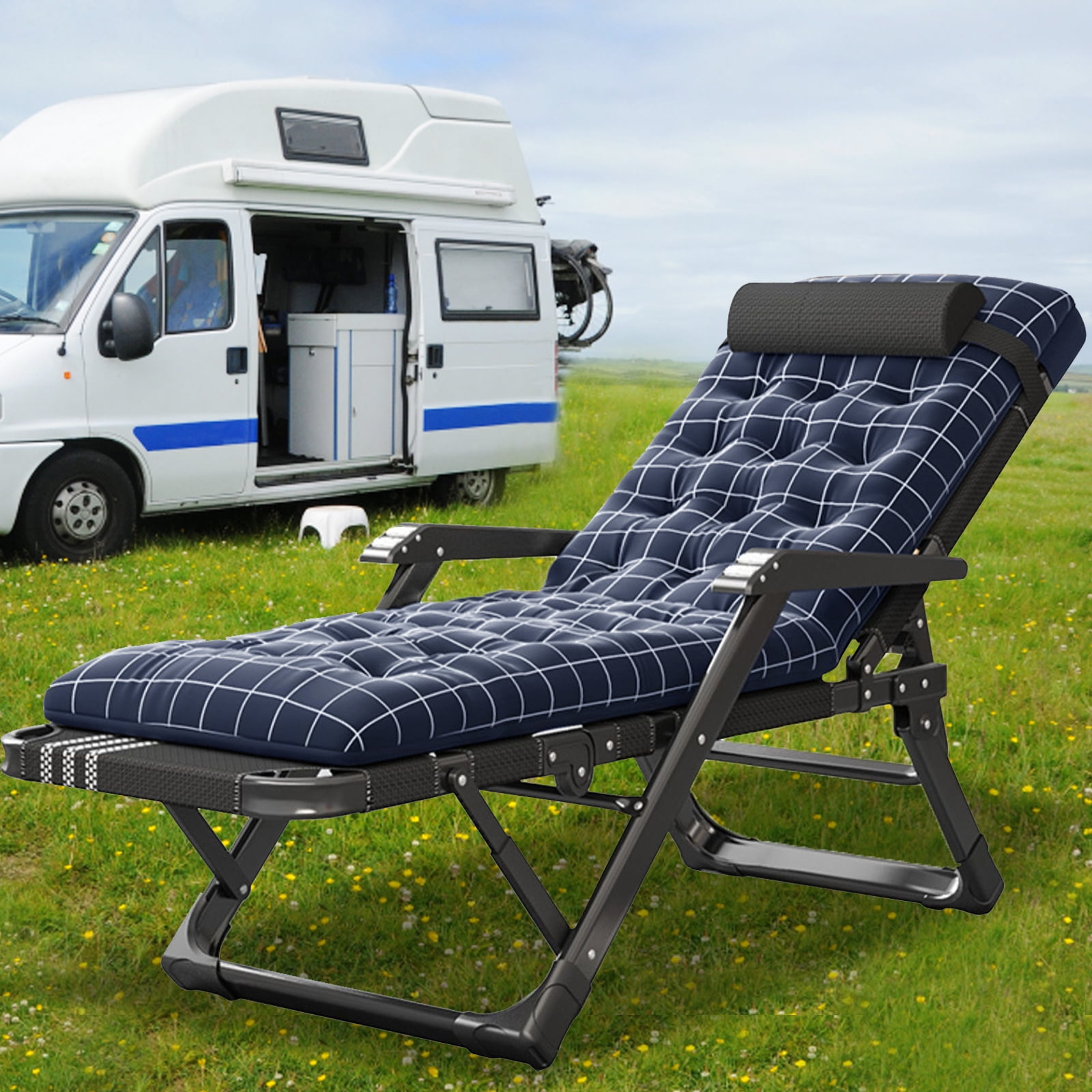 Lilypelle Zero Gravity Chair, Outdoor Padded Lounge Chair with Side ...