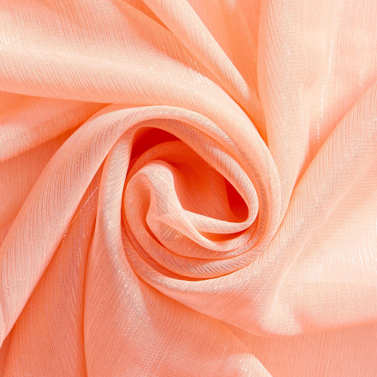 Zari Metallic Chiffon Jacquard Fabric - Peach Sheer Polyester 57/58" By ...