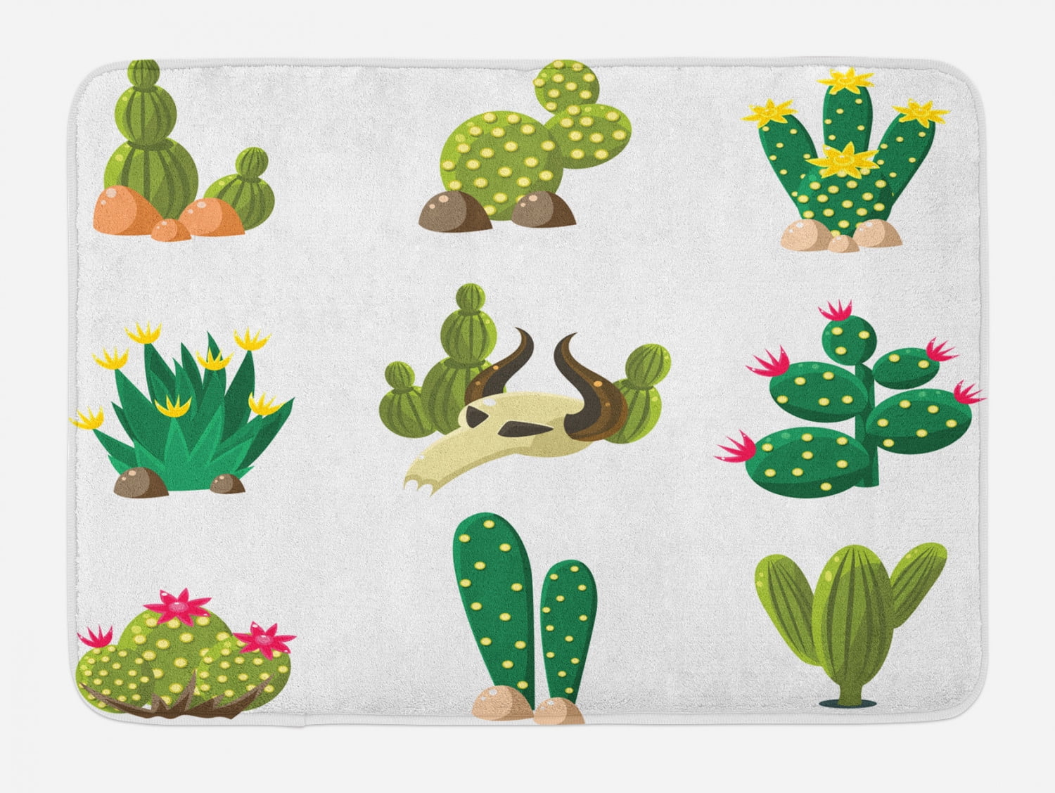 Cactus Bath Mat, Mexican South Desert with Animals Cactus Plants ...