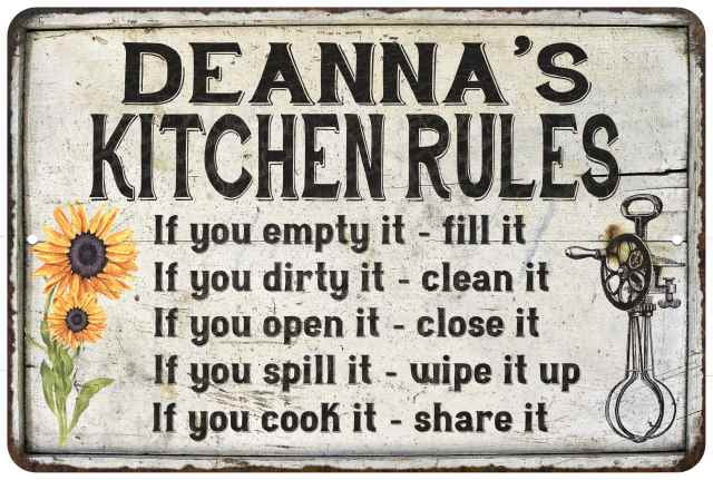 Deanna's Kitchen Rules Chic Sign Vintage Decor 8x12 Metal Sign ...