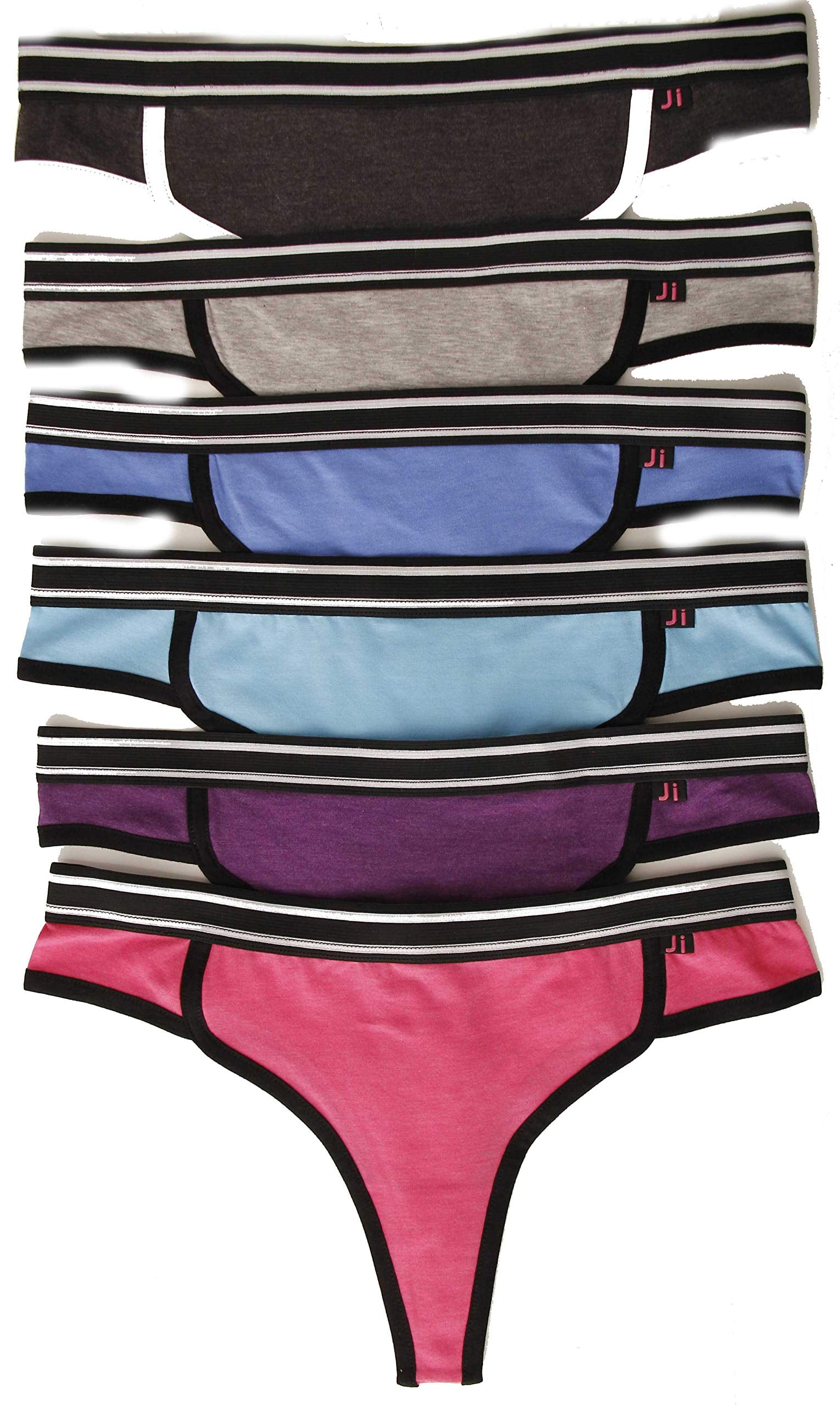 Just Intimates Cotton Panties Thong Underwear Pack Of 6 6 Pack