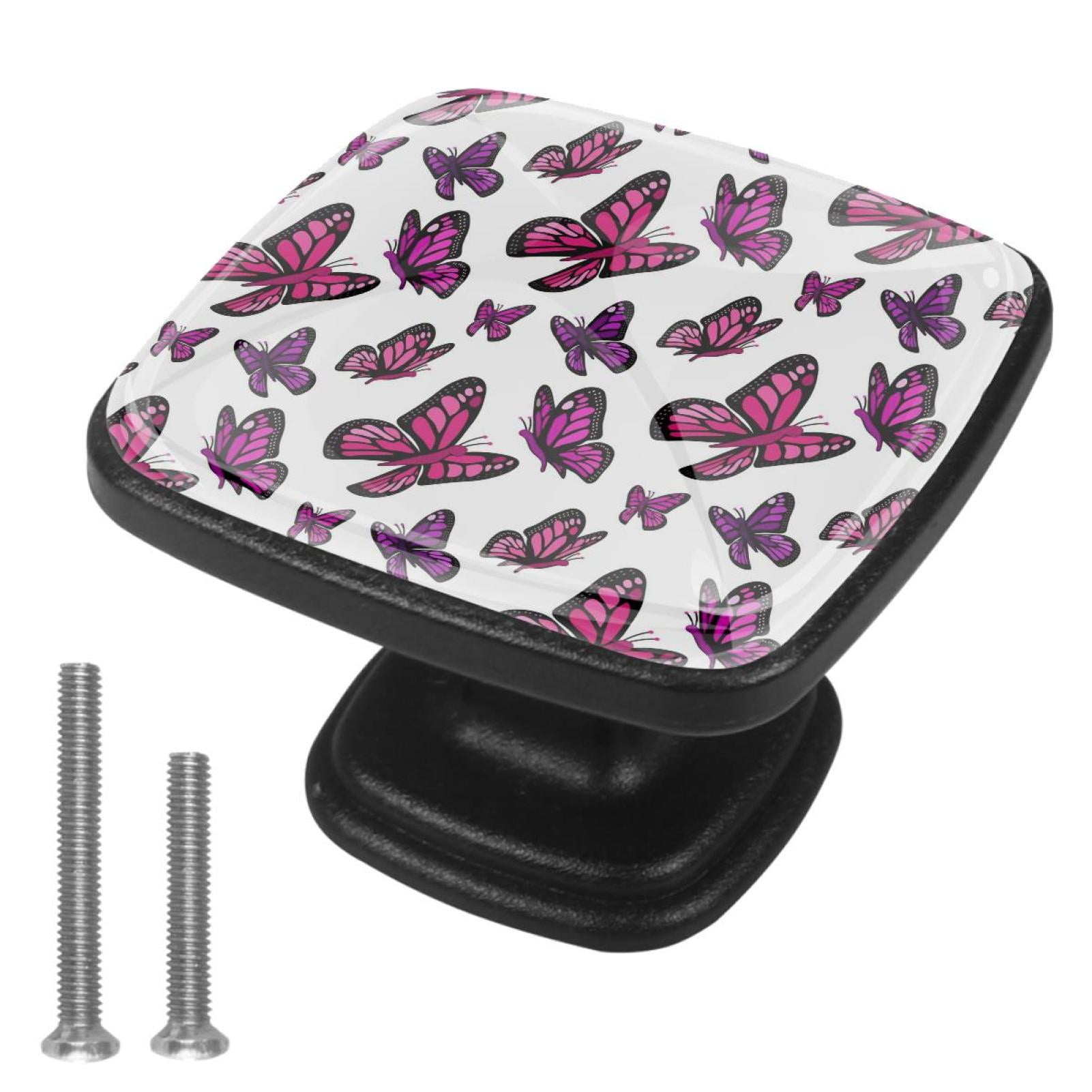 4 Pcs Cabinet Handle Drawer Pulls Butterflies Knobs with Screws Square ...