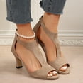 Bibifish Womens Heeled Sandals Peep Toe Back Zipper Cutout Suede Kitten ...