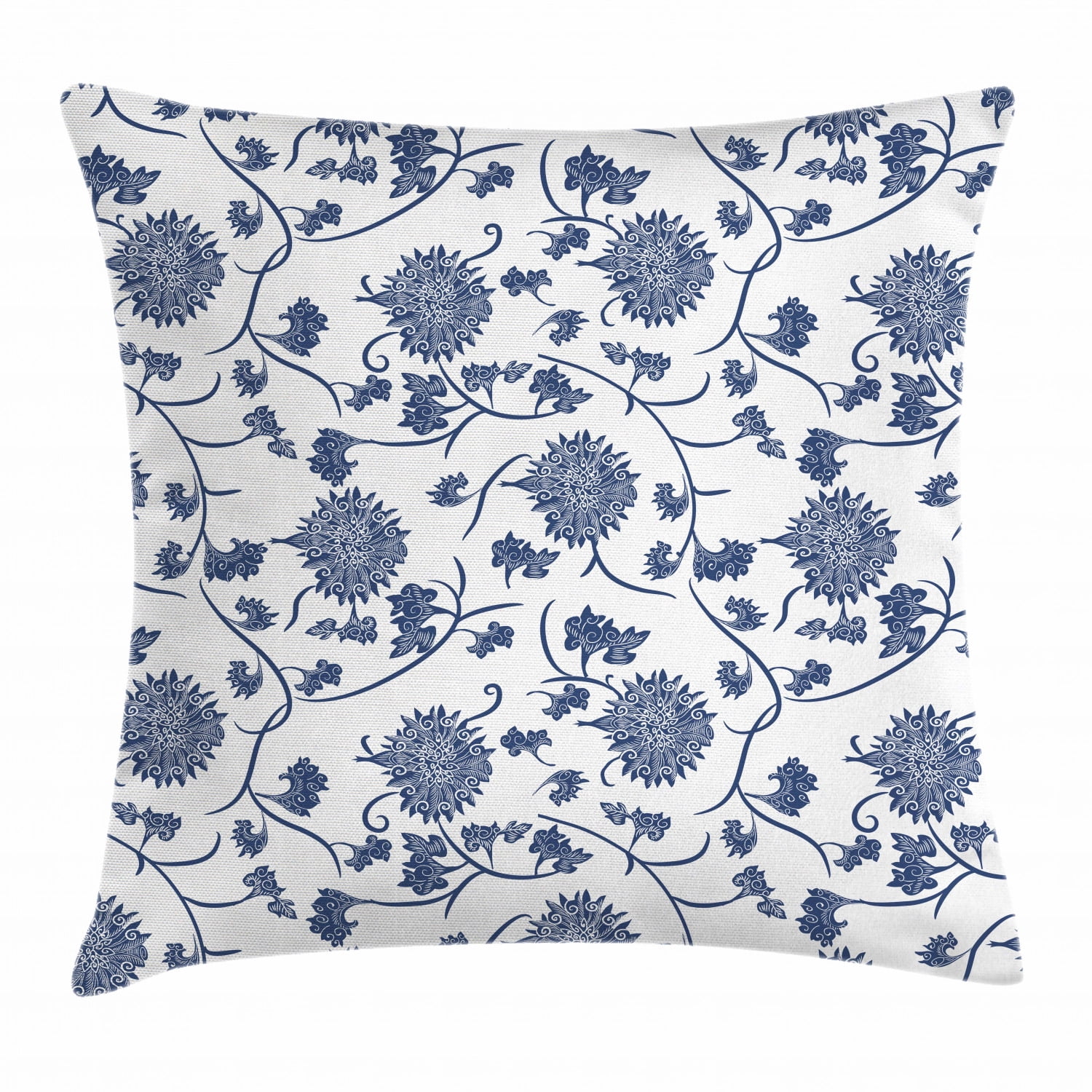 Ambesonne Blue Throw Pillow Cushion Cover Chinese Floral Garden