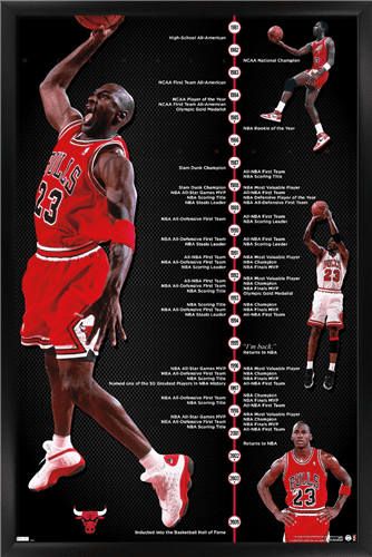 Michael Jordan - Timeline Wall Poster, 22.375" x 34", Framed - Walmart.com