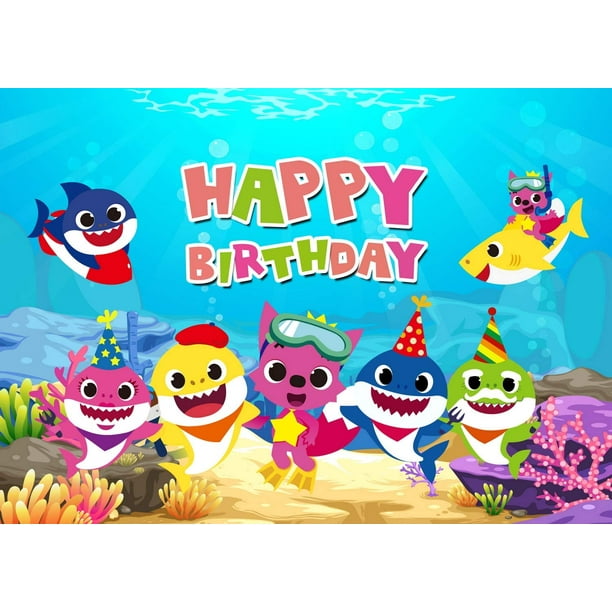 7x5ft Baby Shark Backdrop, Baby Shark Family Photo Backdrop, Undersea ...
