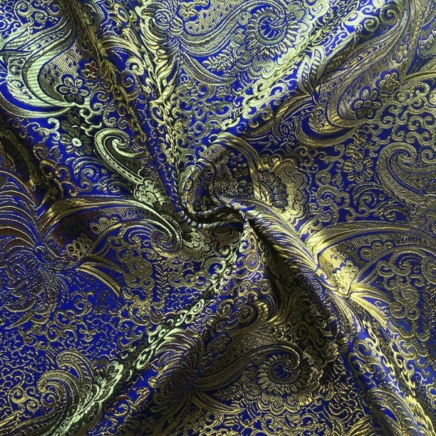 Metallic Paisley Gold Brocade Fabric 60 By Yard In Red Yellow White