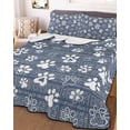Navy Blue Paw Print Quilts Bedding Set King Size Modern Classic Blue ...