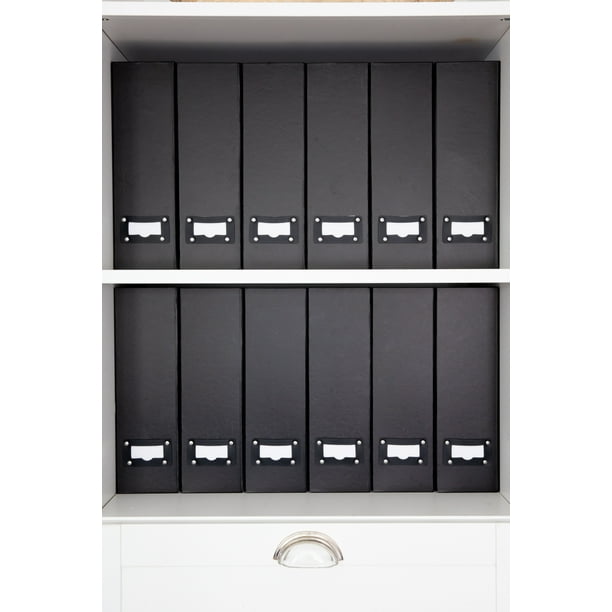 Blu Monaco Foldable Black Magazine File Holder with Leather Label ...