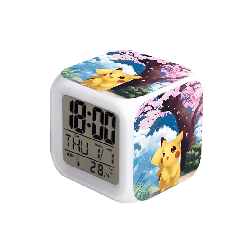 Pokémon electronic square seven-color alarm clock for children and ...