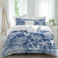4 Piece Duvet Cover Set Cal king, Blue Ocean Anchor Coral Shell Soft ...