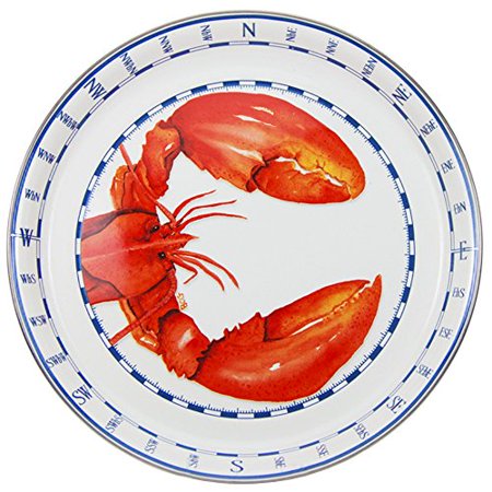 Golden Rabbit Enamelware - Lobster Pattern - 15.5 Inch Round Serving ...