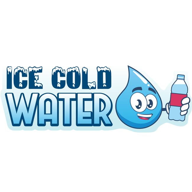 SignMission 12 in. Ice Cold Water Concession Decal Sign with Cart ...