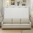 LHYY Queen Size Cabinet Bed with Folding Sofa,Built-in Storage Shelves ...
