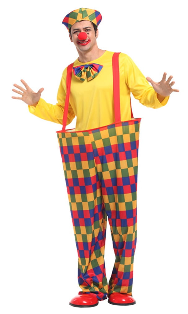 Oversized Silly Clown Costume with Suspender, Hat, Clown Nose, M ...