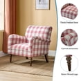 Plaid Accent Chair Wooden Legs Upholstered Armchair Sofa Bedroom Home ...