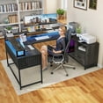 DWVO Computer Desk with Power Outlets & LED, U Shaped Desk, L Shaped ...