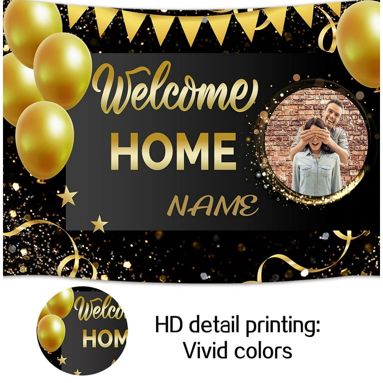 Welcome Home Banner Printable Black Gold Welcome Banner 7 Best Images