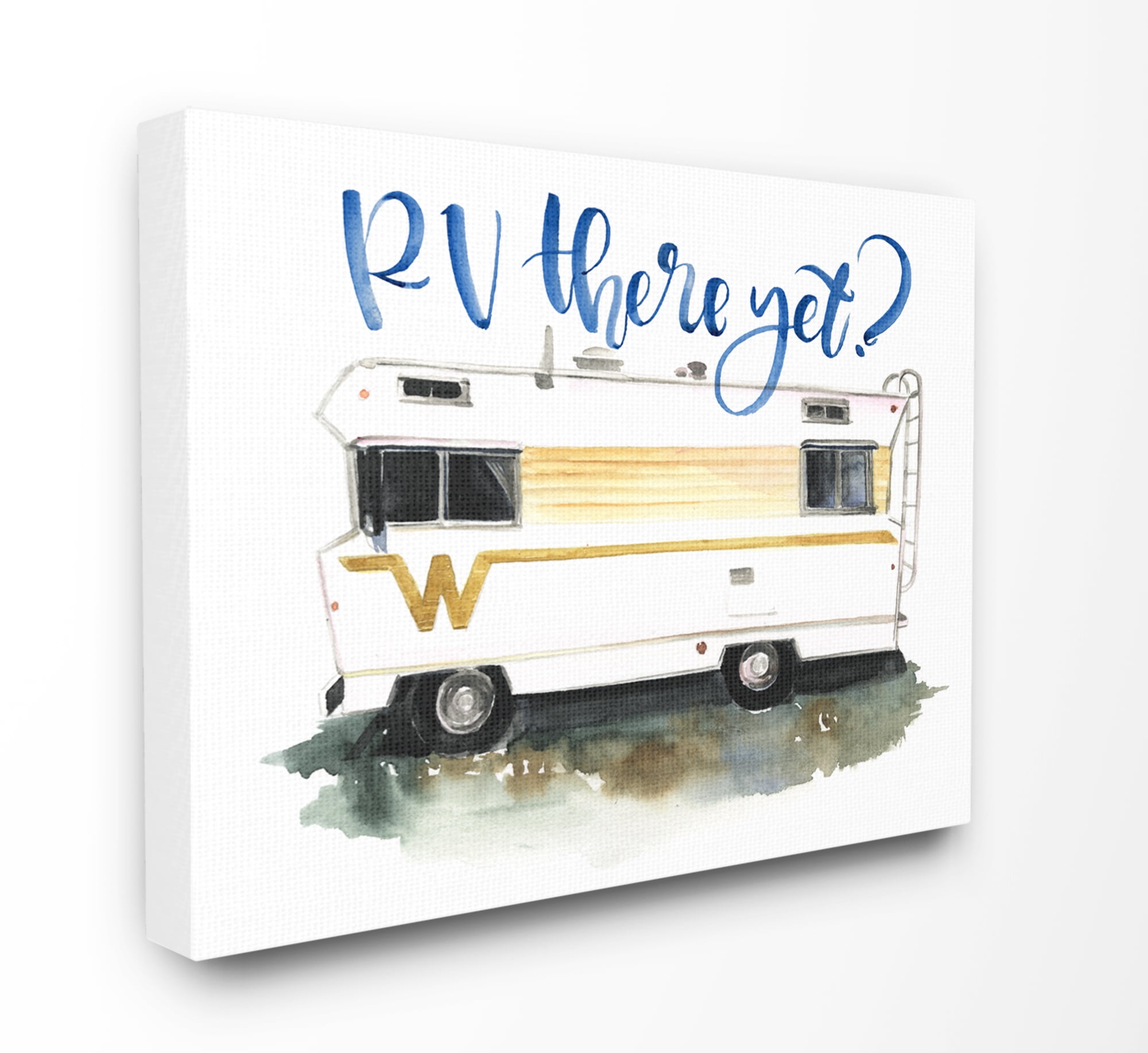 The Stupell Home Decor RV There Yet Yellow Striped RV Watercolor Canvas ...