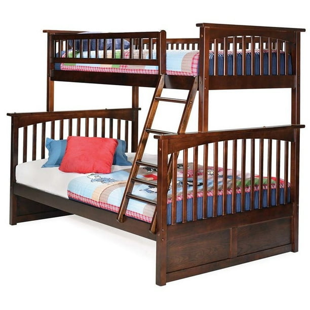 Leo & Lacey Twin Over Full Bunk Bed in Walnut - Walmart.com
