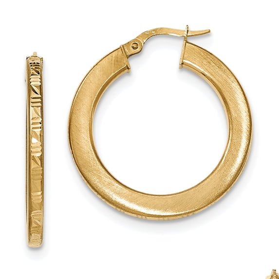 Beautiful 14K Polished and Textured Hoop Earrings - Walmart.com