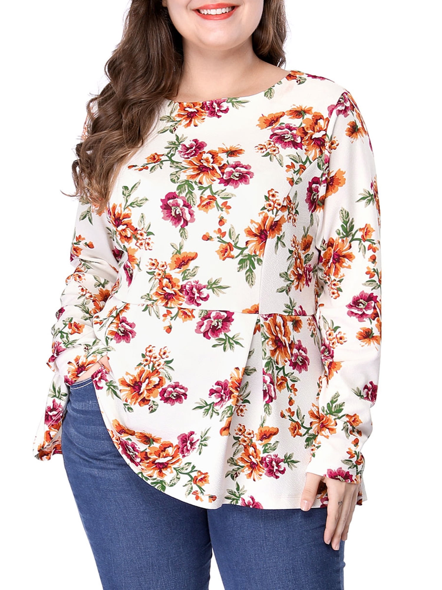 Unique Bargains - Unique Bargains Women's Plus Size Floral Print Peplum ... Unique Bargains - Unique Bargains Women's Plus Size Floral Print Peplum ...