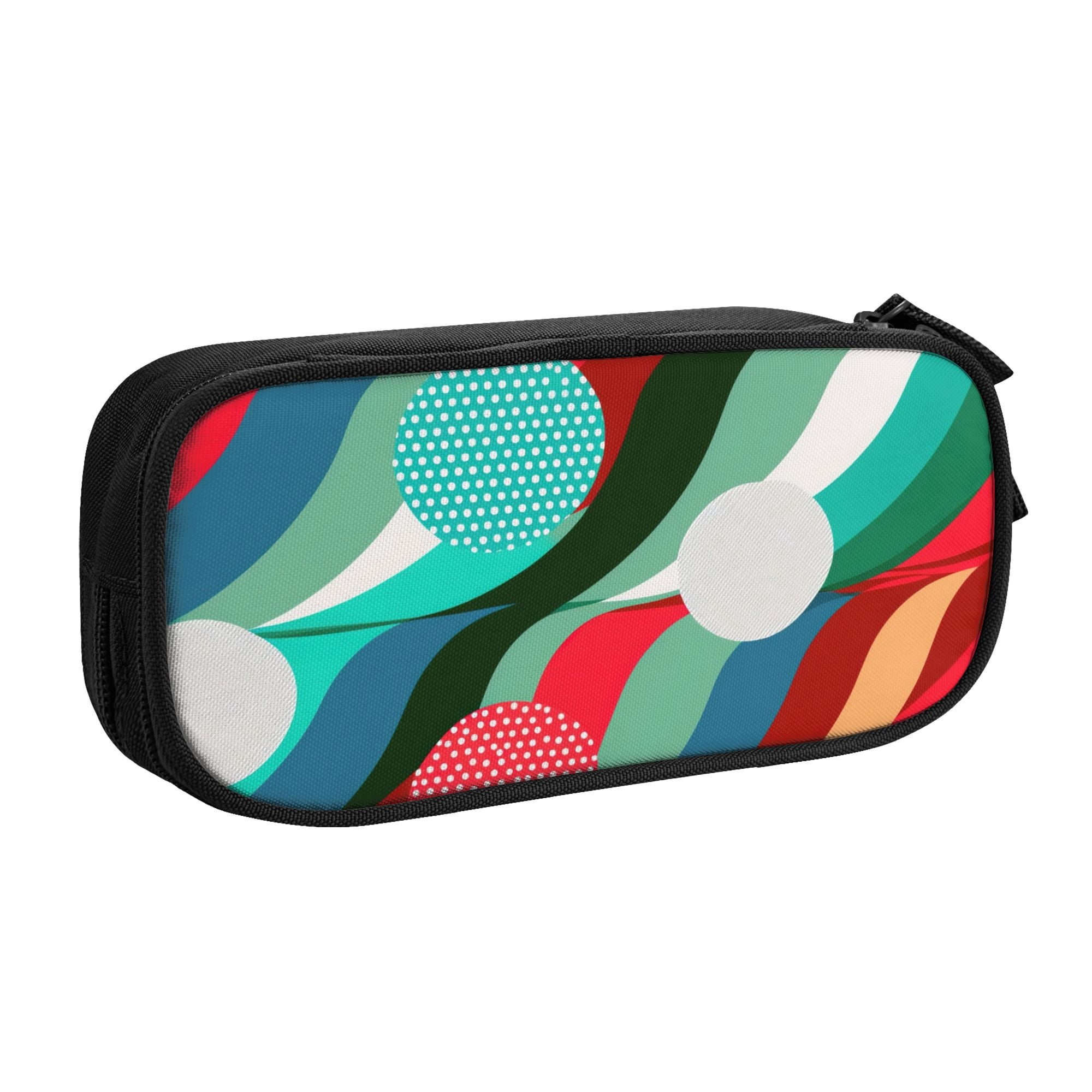 TEQUAN Large Capacity Pencil Case, Retro Waves Polka Dots Pattern ...
