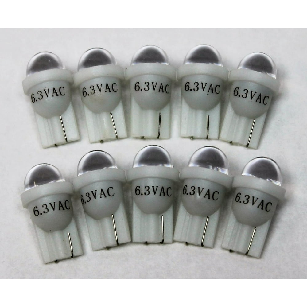 10 Pack Pinball replacement bulb LED 6.3 volt AC, 555 clear wedge base ...
